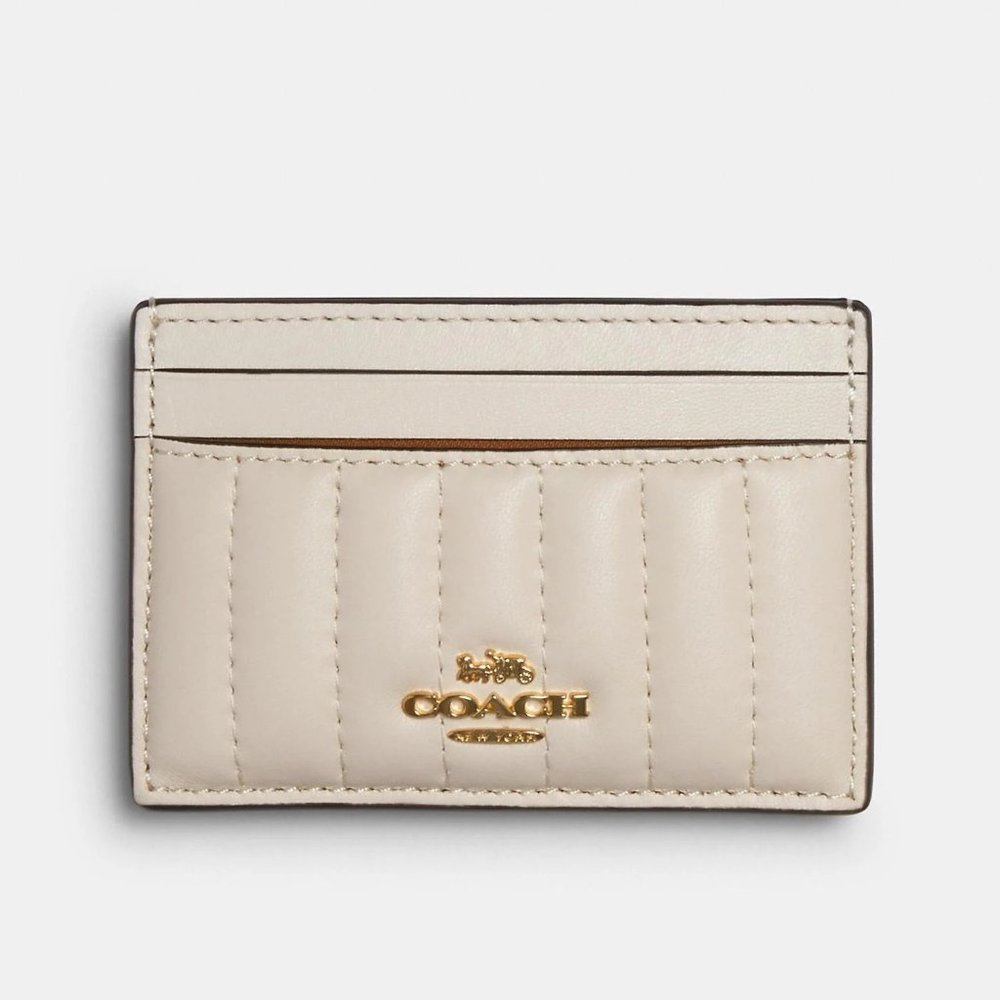 Coach Credit Card Case With Linear Quilting In Im/Cha… - Gem